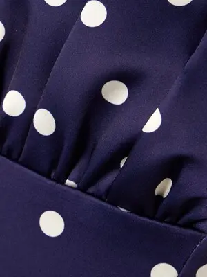 SELF-PORTRAIT Strapless Polka-dot Satin Midi Dress