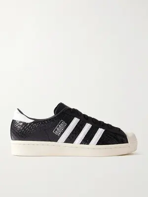 ADIDAS ORIGINALS Superstar Croc-effect Leather Sneakers - Black