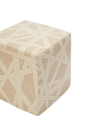 Missoni Nastri 40x40x40 Cm Footstool Cube With Contrasting Stitching - Beige