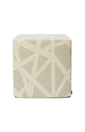 Missoni Nastri 40x40x40 Cm Footstool Cube With Contrasting Stitching - Green