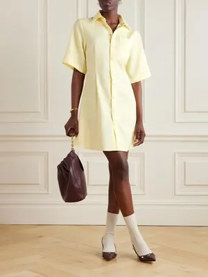 AMI Paris Grain De Poudre Wool Mini Shirt Dress