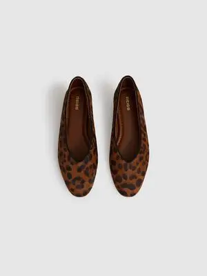 REISS Amelia Leather Ballet Flats - Animal