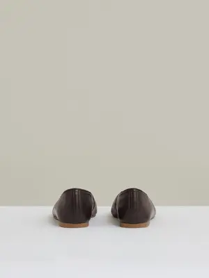 REISS Amelia Leather Ballet Flats - Chocolate