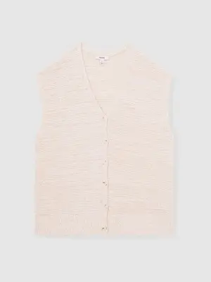 REISS Lily Cotton-linen Knit Top