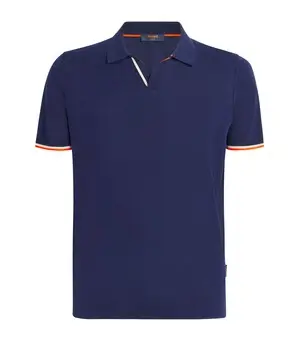 MOORER Contrast-detail Polo Shirt - Navy
