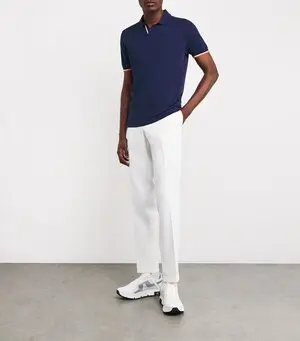 MOORER Contrast-detail Polo Shirt - Navy