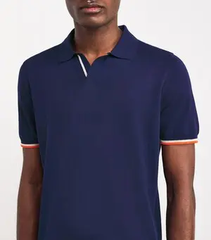 MOORER Contrast-detail Polo Shirt - Navy