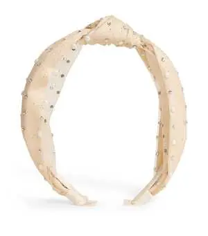 Bari Lynn Tulle Embellished Headband - Gold