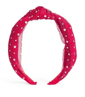 Bari Lynn Bari Lynn Tulle Embellished Headband Red