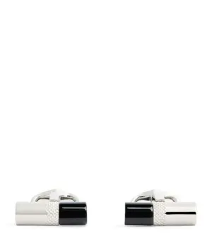 BABETTE WASSERMAN LONDON Rhodium-plated Stone Bar Cufflinks - Silver