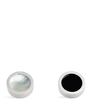 BABETTE WASSERMAN LONDON Rhodium-plated Reversible Disc Cufflinks - Silver