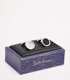 BABETTE WASSERMAN LONDON Rhodium-plated Reversible Disc Cufflinks
