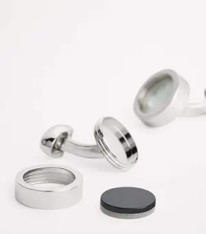 BABETTE WASSERMAN LONDON Rhodium-plated Reversible Disc Cufflinks