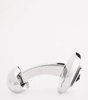 BABETTE WASSERMAN LONDON Rhodium-plated Enamel Button Cufflinks