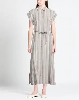 Peserico Striped Linen Midi Shirt Dress