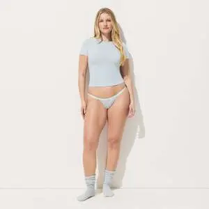 SKIMS SKIMS Lightweight Cotton Logo String Bikini Pearl Tonal