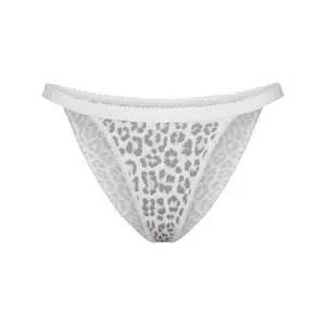SKIMS Lightweight Cotton Logo String Bikini - Snow Leopard Print