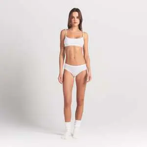 SKIMS Lightweight Cotton Logo Picot Hipster - Snow