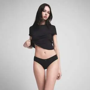 SKIMS Lightweight Cotton Lace Brief Soot