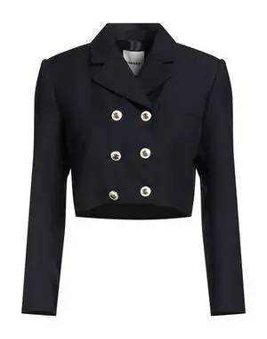 Sandro Double-breasted Blazer In Virgin Wool And Polyester - Blue