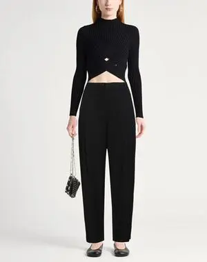 Armani Exchange Wide-leg Viscose-cotton Pants - Black