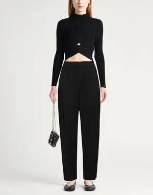 Armani Exchange Wide-leg Viscose-cotton Pants - Black