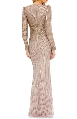 Mac Duggal Embellished Puff Sleeve Gown