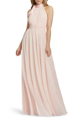 Mac Duggal Chiffon Halter Neck Gown - Blush