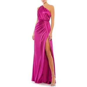 Mac Duggal Mac Duggal Gathered One-Shoulder Gown Berry