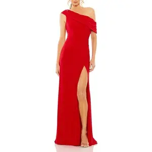 Mac Duggal MAC DUGGAL Sleeveless Off-the-Shoulder Gown With Slit Red