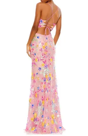 Mac Duggal Embellished Lace Strappy Column Gown