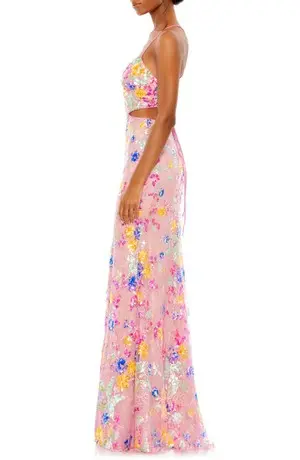 Mac Duggal Embellished Lace Strappy Column Gown