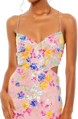 Mac Duggal Embellished Lace Strappy Column Gown