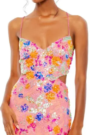 Mac Duggal Embellished Lace Strappy Column Gown