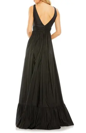 Mac Duggal Sleeveless Taffeta High-low Ruffle Gown - Black