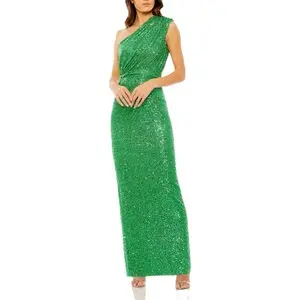 Mac Duggal Sequin One Shoulder Evening Gown - Green