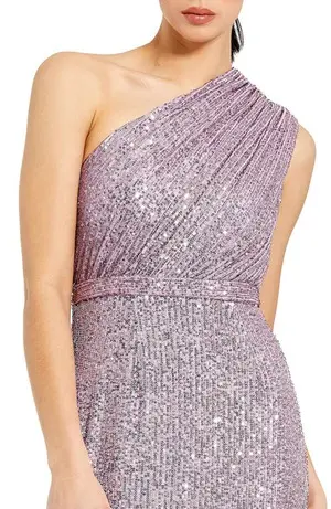 Mac Duggal Sequin One Shoulder Evening Gown - Lilac