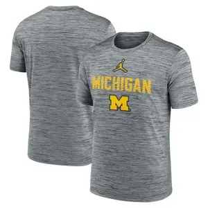 JORDAN BRAND Michigan Wolverines Campus Slant Velocity Performance T-shirt - Heather Gray