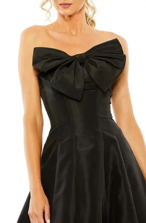 Mac Duggal Strapless A-line Midi Bow Dress - Black
