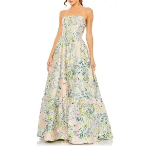 Mac Duggal Floral Brocade A-line Gown - Pastel Multi