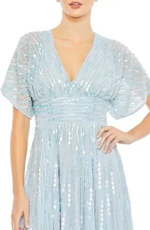 Mac Duggal Embellished V-neck Gown - Powder Blue
