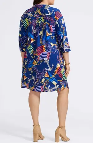 Foxcroft Sloane Nautical Print Shirtdress