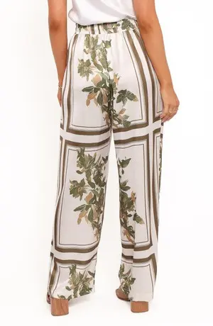 PETAL & PUP Wren Linen Wide Leg Pants - Olive Print