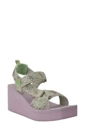 Guess Dawsin Platform Wedge Sandal - Light Green