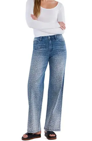 WASH LAB DENIM Animal Print Straight Leg Jeans - Shark Leopard