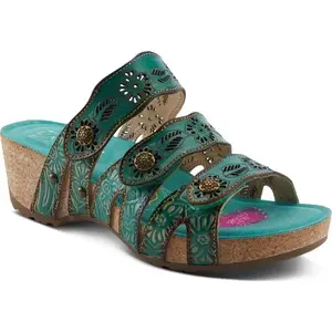 SPRING STEP SHOES Carbone Platform Slide Sandal - Green Multi