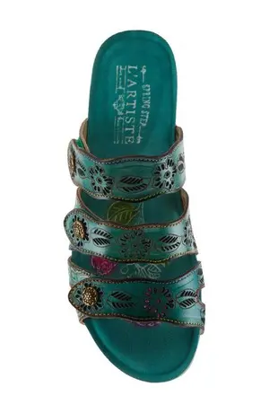 SPRING STEP SHOES Carbone Platform Slide Sandal - Green Multi