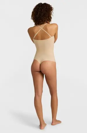 Commando Zone Smoothing Open Bust Bodysuit - Beige