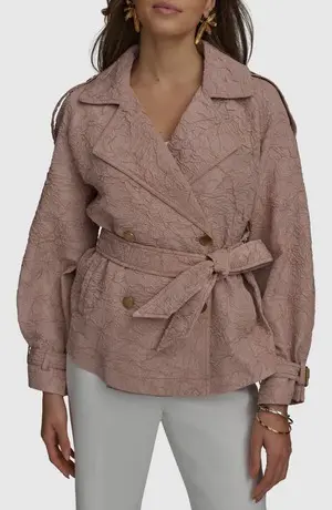 Donna Karan New York Textured Double-breasted Trench Jacket