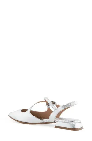 Aerosoles Napoli Pointed Toe Slingback Flat - S03 Silver Met Tx P